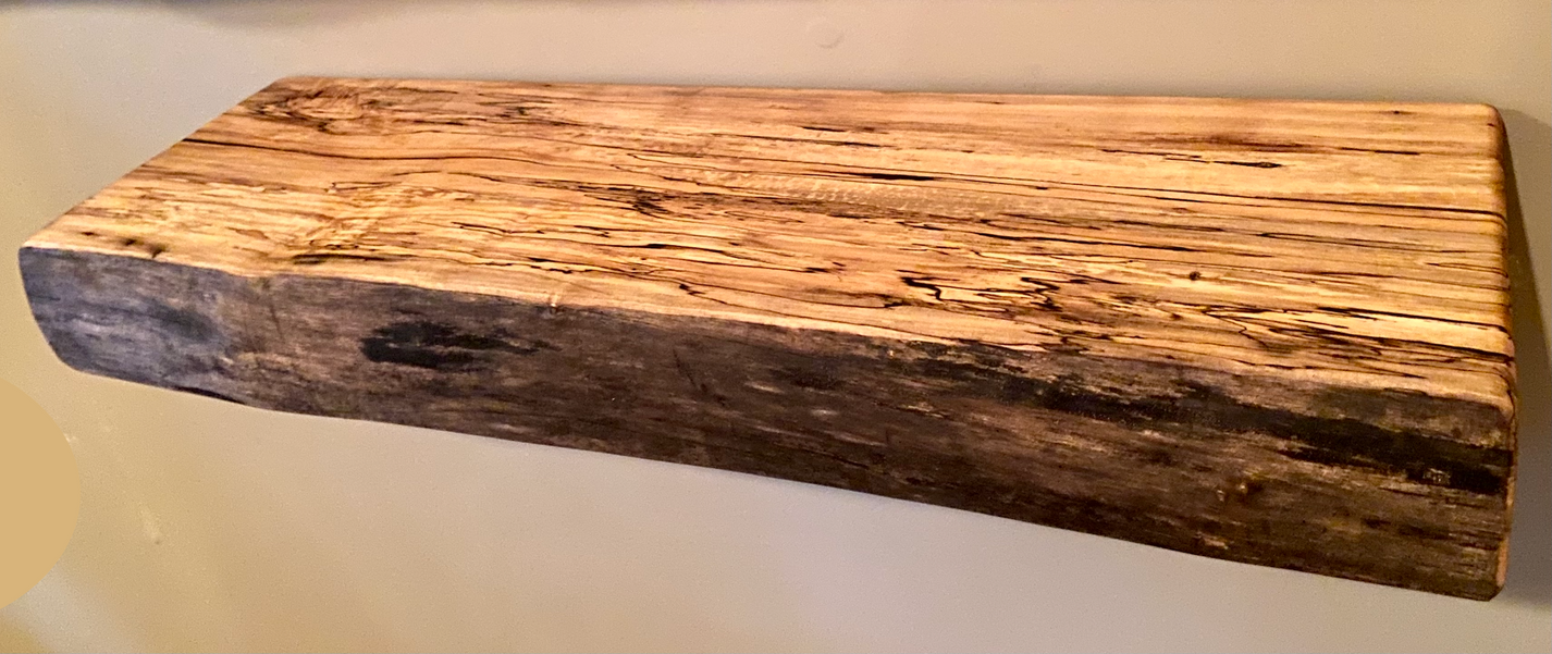 Chunky Live Edge Spalted Maple Mini Mantel|Thick Live Edge Floating Sh ...
