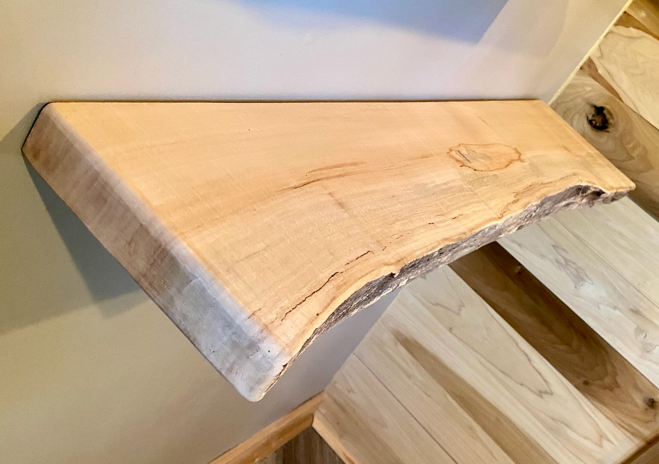 Modern Live Edge Maple Floating Display Wall Shelf Ledge – Steel Oak