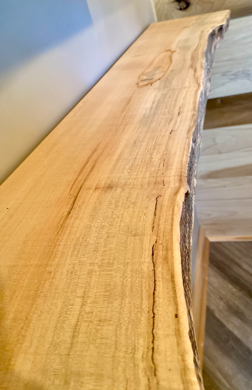 Modern Live Edge Maple Floating Display Wall Shelf Ledge – Steel Oak