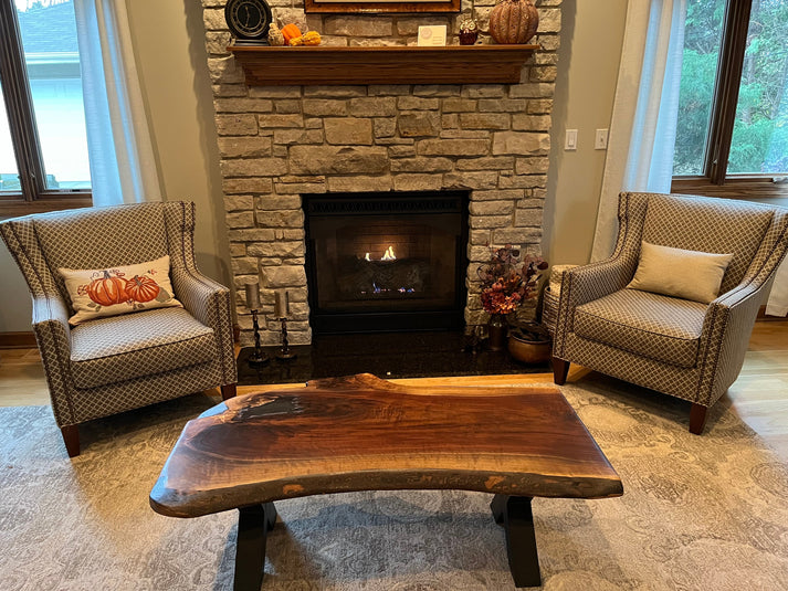 Large Walnut Coffee Table – Steel Oak
